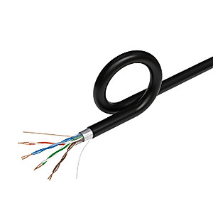 Cables Direct Online 1000FT Direct Burial CAT5e FTP Shielded Outdoor 24 AWG UV Resistant Cable Copper Clad Aluminum Wire Solid Weatherproof