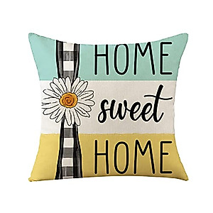 wyooxoo Throw Pillow Covers 18x18 Set of 4 Summer Farmhouse Pillow Covers Decorative Pillowcase for Sofa Couch Living Room Outdoor Home Decor