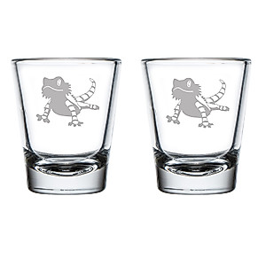 MIP Set of 2 Shot Glasses 1.75oz Shot Glass Bearded Dragon Lizard