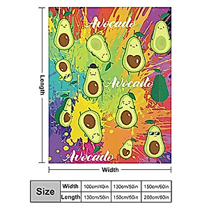 Cartoon Avocado Fruits Food Decor Throw Blanket Soft Lightweight Flannel Fleece Anime Blankets for Bed Chair Travelling 60"X50"