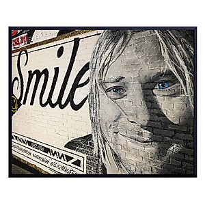 Cobain Graffiti Street Mural Art Print. Wall Art Poster - Unique Home Decor for Bedroom, Man Cave, Family or Living Room - Gift for Nirvana, 90's Alternative Music Fans - 8x10 Photo Unframed