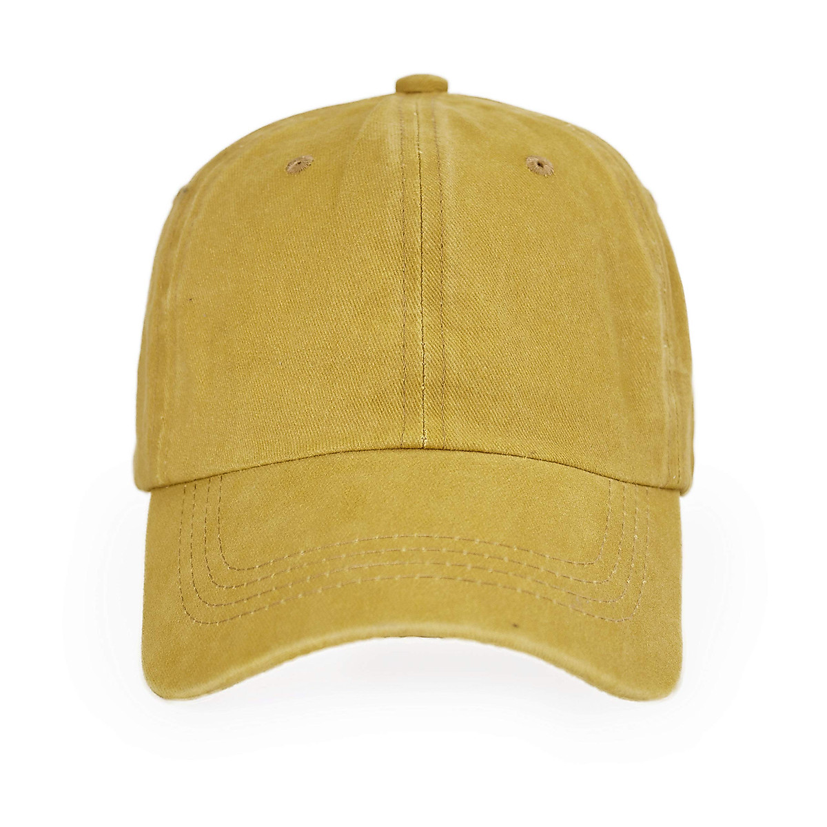 LANGZHEN Unisex Baseball Cap 100% Cotton Fits Men Women Washed Denim Adjustable Dad Hat(Yellow, Large)