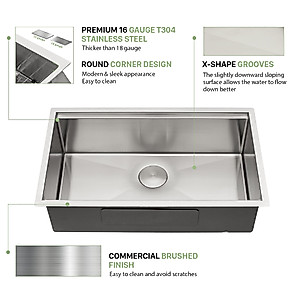 32 Undermount Kitchen Sink - Beslend 32x19 Inch Undermount Sink Ledge Workstation Kitchen Sink Stainless Steel 16 Gauge 10 Inch Deep Single Bowl Kitchen Sink with Accessories