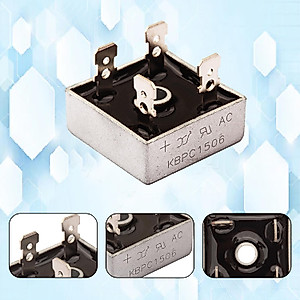 2pcs KBPC1506 Bridge Rectifier DIP-4 Square Bridge 15A/600V GBU Footprint Bridge Stack Cutable Feet