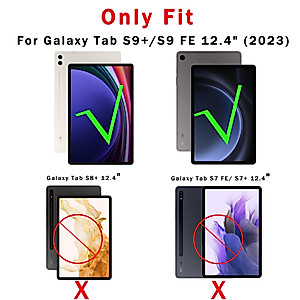 for Samsung Galaxy Tab S9 FE+/S9+ 12.4" Keyboard Case: 3 Zone 7 Colors Backlit Trackpad Keyboard for 12.4 inch Galaxy Tab S9 Plus/S9 FE Plus - Detachable Smart Touchpad Keyboard Folio Tablet Cover