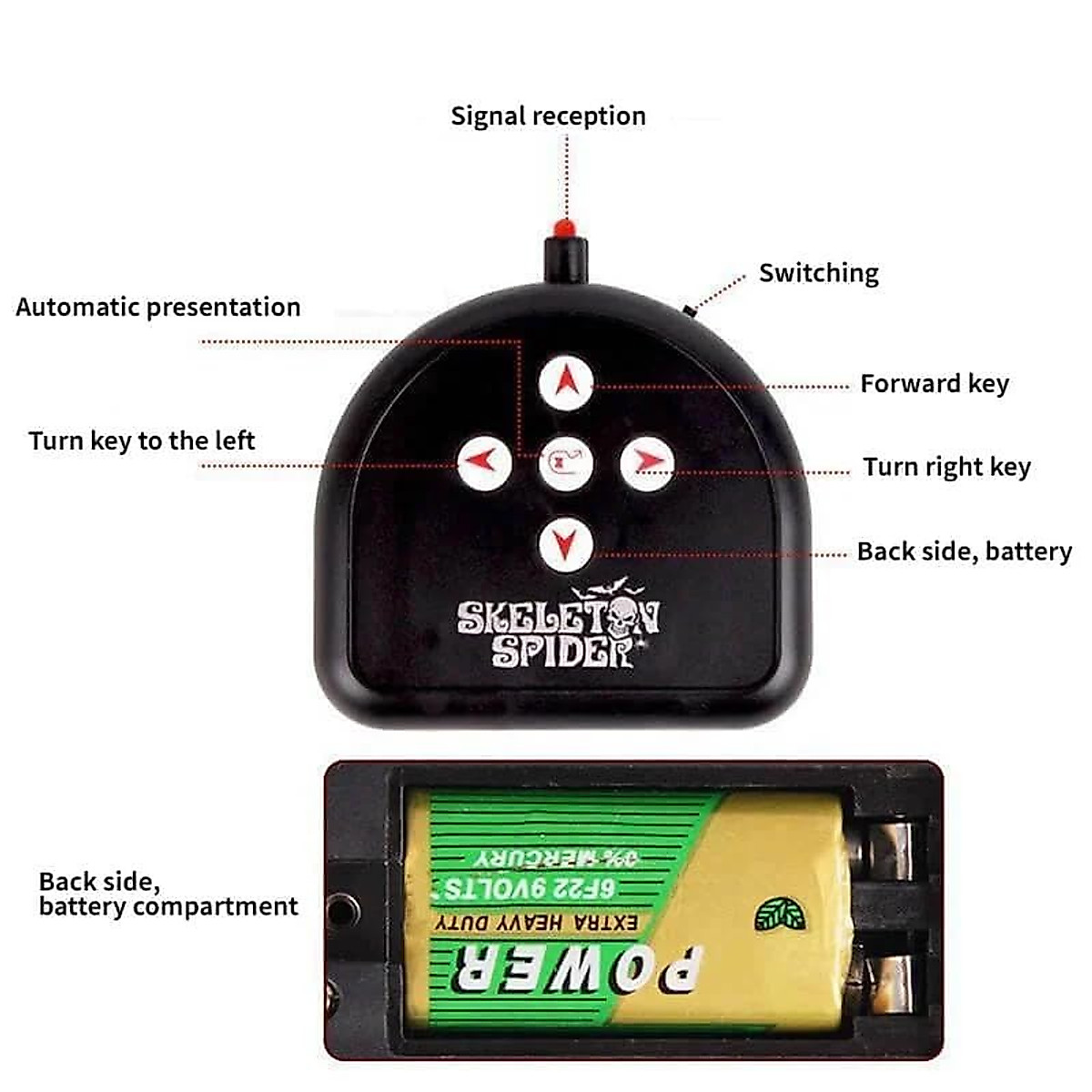 2023 Latest Halloween Skeleton Decor Remote Control Toy,Skull Tarantula Realistic Animal Toy, Spooky RC Spider Prank with Light Up Eyes, Great Hallowee Toy for Kids