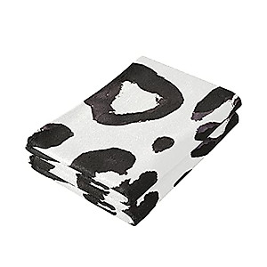 Leopard Print Cheetah Black White Towels Set of 2 Hand Towel Absorbent Face Towel Soft Dish Towels for Gym Bath Kitchen Decor 28x14 Inches