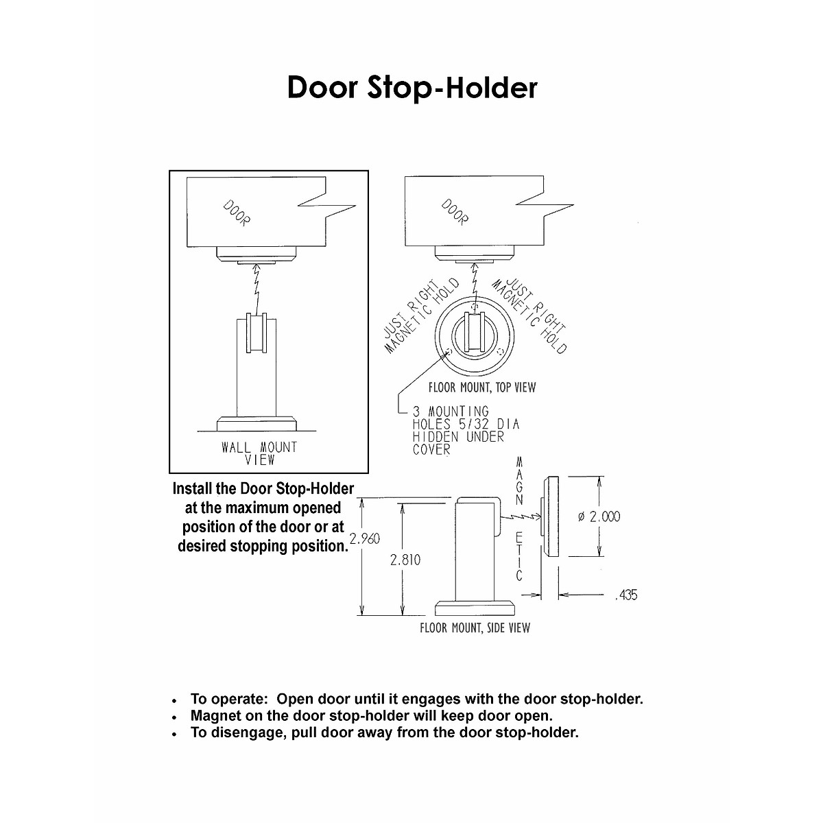 FPL Modern Door Stop/Holder and Magnetic Catch - White