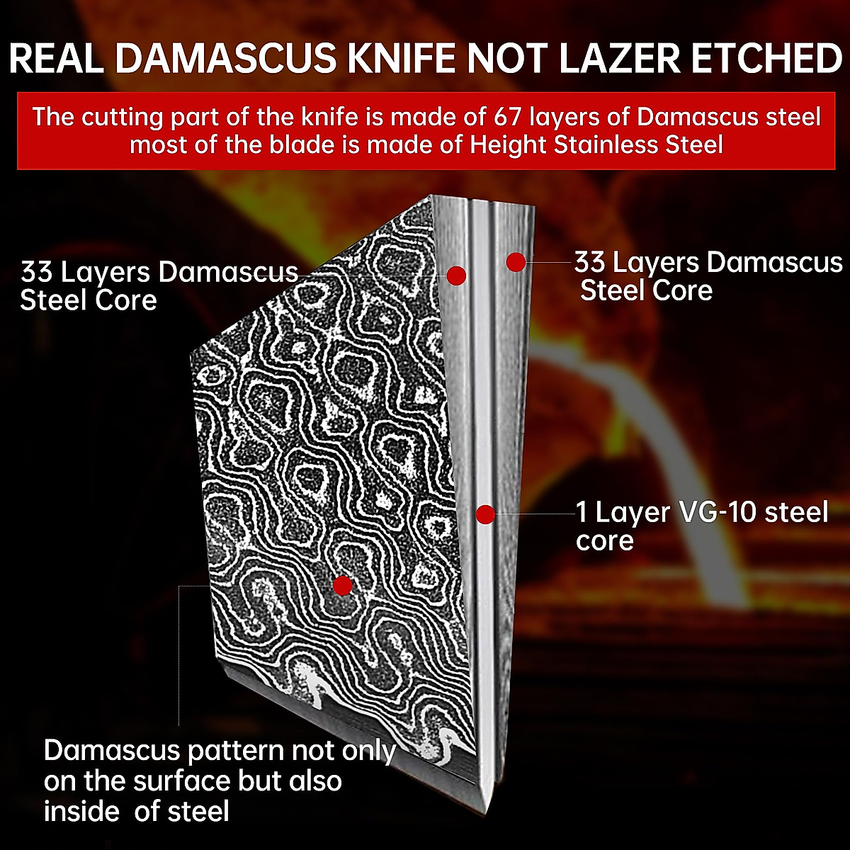 Japan Knife, Japanese Damascus Meat Cleaver Knife 7 Inch VG10 67-Layers Super Steel Sharp Knife, Non-Slip Ergonomic Pakkawood Handle with Gift Box