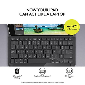 Logitech Type+ Protective iPad Air 2 Case with Integrated Keyboard – Two Viewing Positions – Designed for Typing and Tapping – Powered with Wireless Bluetooth® – 30-Foot Wireless Range – Black