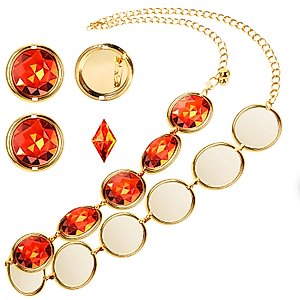 Haysandy 5 Pcs Halloween Red Gem Waist Belt Women Waist Chains with Gem and Round Acrylic Rhinestones for Cosplay Accessories(43 Inch)