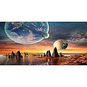 AWERT 36x18 inches Galaxy Aquarium Background Space Theme View of The Planets from Earth Fish Tank Background Hot Desert Terrarium Background