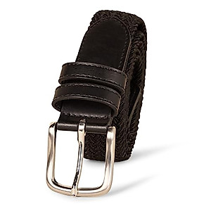 Amazon Essentials Men's Stretch Woven Braid Belt, Black, 36