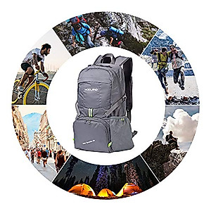 Sharkborough NODLAND Lightweight Backpack, 35L Foldable Hiking Daypack Gray