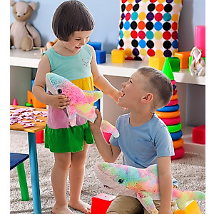 DolliBu Plush Shark Stuffed Toys - Soft Huggable Rainbow Plush Kit, Adorable Sea Animal Plush Toys, Cute Ocean Life Cuddle Gifts Toys for Kids and Adults - 2 Pack