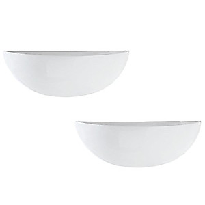 MyGift White Ceramic Wall Planters for Indoor Plants, Half Bowl Hanging Vase, Wall Mounted Succulent Planters, Set of 2