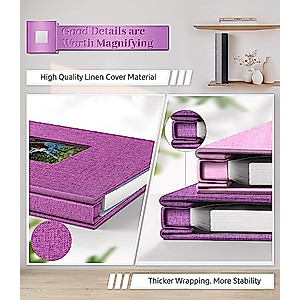 Artfeel Photo Album Self Adhesive Scrapbook Album for 3x5 4x6 5x7 8x10 Pictures,40 Pages Linen Cover with Display Window DIY Photo Book,Ideal Gifts for Family Travel Wedding Baby