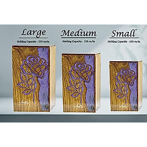 Wooden Urn for Human Ashes Adult Male Female, Rose Design Resin Work Urn Box for Men Women Child, Burial Funeral and Memorial Urns for Ashes, Decorative Urn (Rose, Small - ( 100 Cu/In )