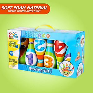 ToyVelt Kids Bowling Set - with 10 Bowling Pins & 2 Balls - Educational Early Development Indoor & Outdoor Games Set - for Toddlers & Infants Boys & Girls Ages 3,4,5-12 Years Old