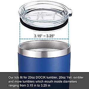 Docik Splash Proof Lids Covers for 20 Oz Yeti Rambler Ozark Trail Tumbler and More Travel Cup, Also Fit for Yeti 10 Oz Lowball, 2 Pack