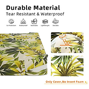 Joramoy Patio Cushion Covers 24×24×4 in - Waterproof Outdoor Seat Cushion Slipcovers Replacement Set of 4, Outdoor Chair Couch Cushion Covers for Patio Furniture with Zipper, Covers Only, Forest Leaf