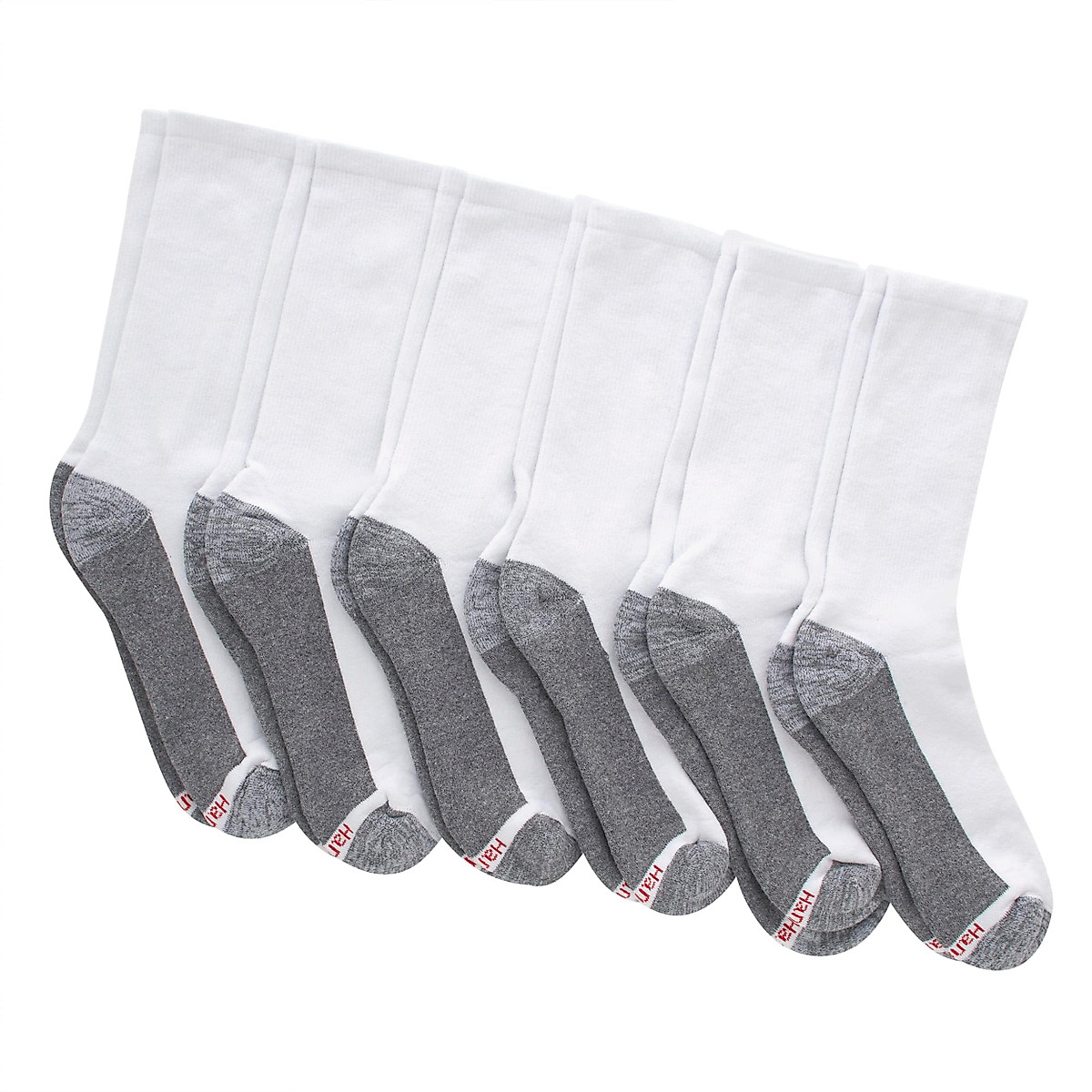 Hanes Mens Max Cushioned Moisture-wicking Control, Multi-pack Ultimate 8-Pack Ultra FreshIQ Odor With Wicking Crew Socks, White/Black/Grey Assorted, White/Grey/Black - 8 Pack, 6-12 US