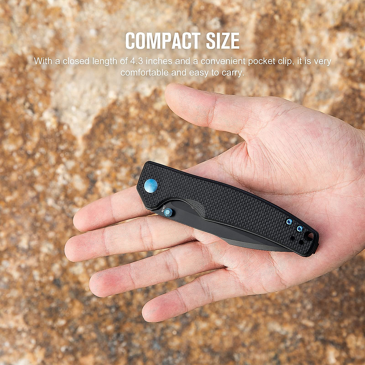 OKNIFE Beagle Folding Pocket Knife, 3.3 inch Tactical Knife with 154CM Steel Harpoon Blade Knife with G10 Handle and Pocket Clip for Camping and Fishing