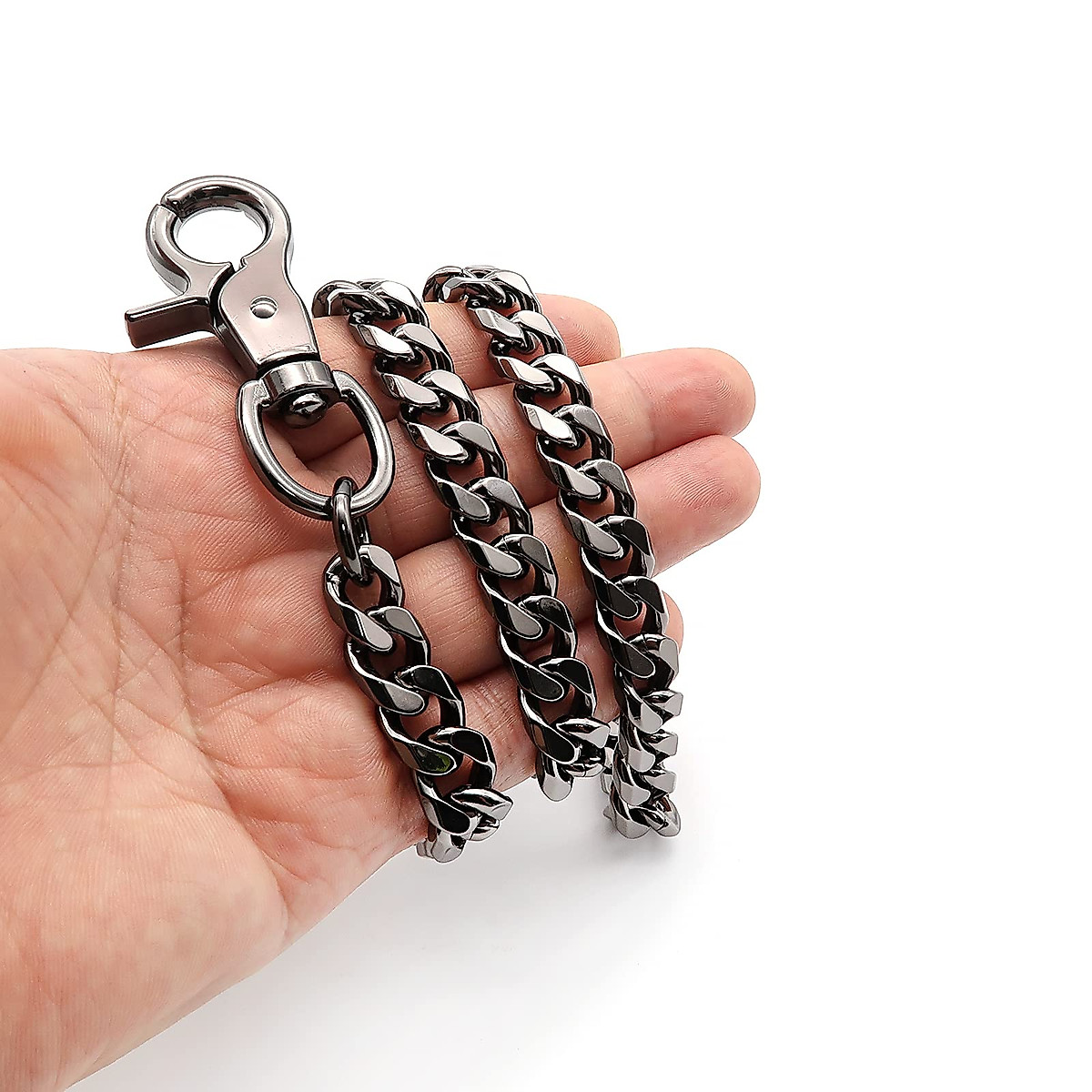 newtro Wallet Chain Men Women Boy Girl, Biker Motorcycle Pants Jean Punk Long Key Chain Ring Holder Black 24" (D06BK24)
