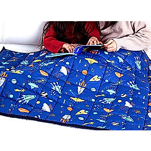 BEDCOLOR Weighted Blanket Heavy Blanket (Spaceship, 41×60 inches-7 lbs)