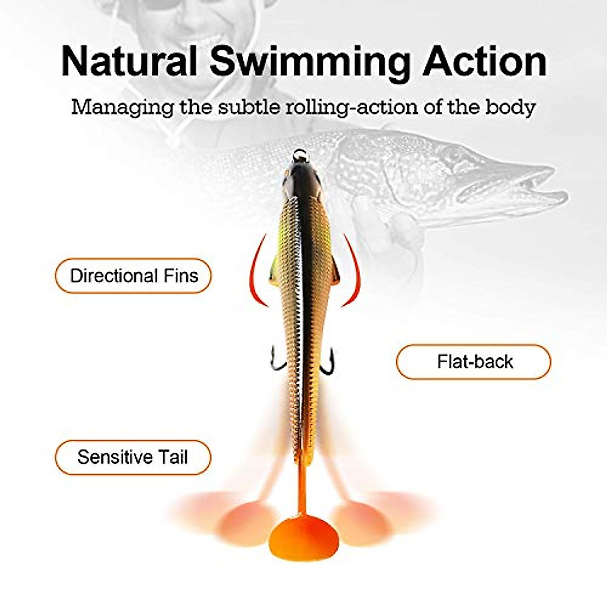 TRUSCEND Power Soft Fishing Lures Pre-Rigged BKK Hook, Japan Formula, Slow Sinking, Swimming, Jerking, Freshwater or Saltwater Swimmer for Bass Trout Pike Fishing Fishing Gifts for Men