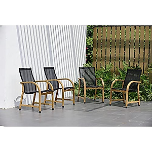 Amazonia Adelaide Eucalyptus Patio Dining Set | Teak Finish | Durable and Ideal for Outdoors, Round 5-Piece