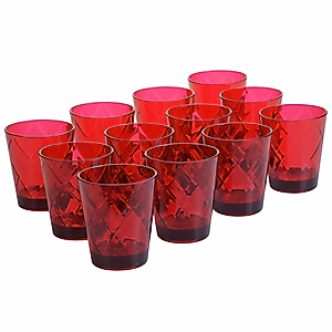 Certified International Ruby 15 oz Acrylic Double Old Fashion Drinkware (Set of 12), Ruby