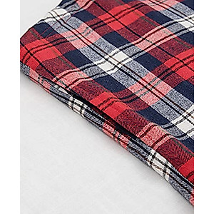 Lisskolo Womens Flannel Shirts Hoodie Fleece Jacket Long Sleeve Button Down Plaid Shirt Flannel with Pocket Red L