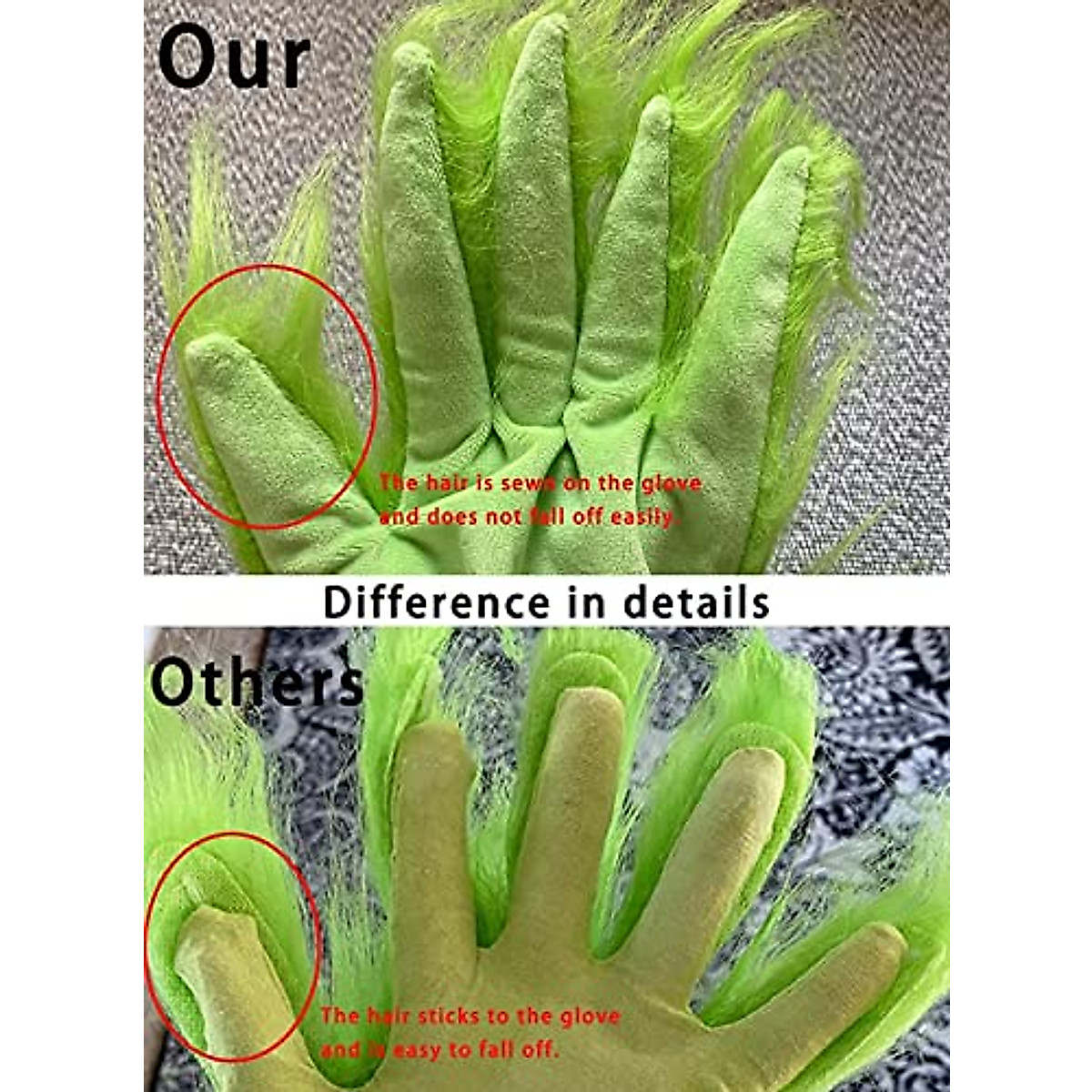 Green Santa Claus Costume for Men 1 pair Christmas Deluxe Santa Suit Green Outfit (Gloves)