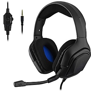 G-LAB KORP Cobalt PS4 Gaming Headset - Stereo Audio Gaming Headset, Ultra Light, High Bass - Microphone 3.5mm Jack for PC PS4 Xbox One Mac Nintendo Switch Tablet Laptop Smartphone (Black)