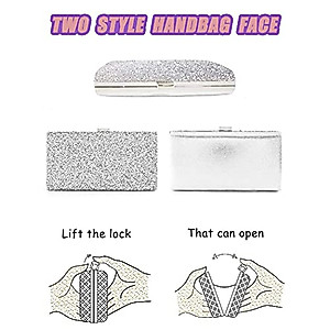 ELABEST Glitter Evening Clutch Bag Rhinestone Handbag Crossbody Purse Wedding Party Bag for Women and Girls (Single-sided silver crystal)