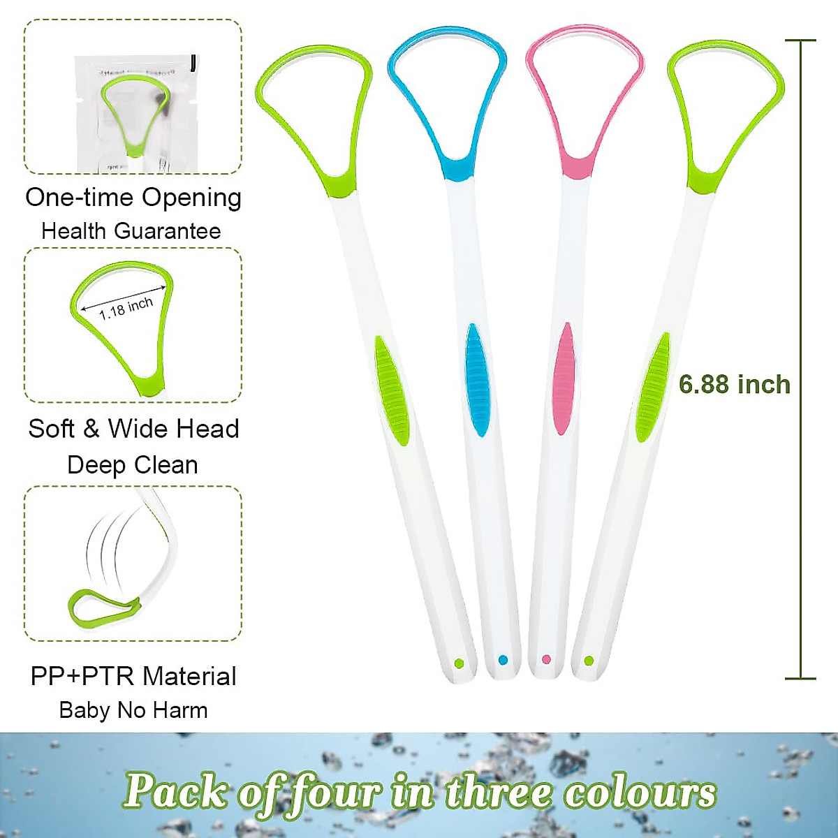 Bosose Tongue Scraper Cleaner for Adults Kids, BPA Free Tongue Scrapers, Healthy Oral Hygiene Brushes, Help Fight Bad Breath (4 PACK)