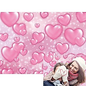 7x5ft Early 2000s Theme Pink Photography Background Pink Hearts Romantic Valentines Day Backdrop