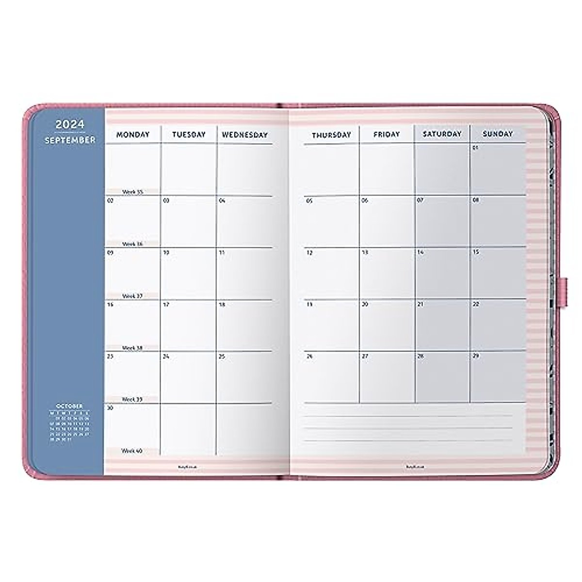Busy B A5 To Do Diary January to December 2024 - Pink - Faux Leather Week to View Diary with Notes, Tear-Out Lists & Pockets