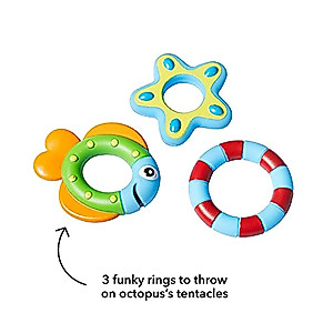 Nuby Floating Purple Octopus with 3 Hoopla Rings Interactive Bath Toy