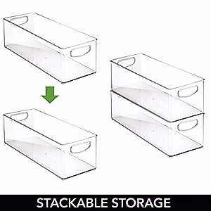 mDesign Plastic Video Game Organizer - Game Storage Holder Bin with Handles for Media Console Stand, Closet Shelf, Cabinets, Tower, and Bookshelves - Holds Disc, Video Games, Head Sets - 2 Pack, Clear
