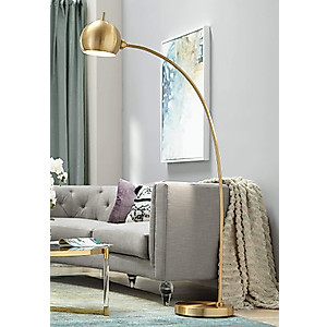 Possini Euro Design Capra Modern Chairside Arched Lamp Floor Standing 70" Tall Antique Brass Gold Swivel Head Bright Lighting Decor for Living Room Task Reading House Bedroom Home