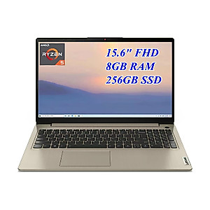 Lenovo IdeaPad 3 15.6" FHD (1920x1080) Anti-Glare Business Laptop, AMD Ryzen 5 5500U up to 2.1GHz, 6 Cores, 8GB RAM, 256GB SSD Storage, Bluetooth 5, WiFi, Windows 10, Sand, EAT Cloth