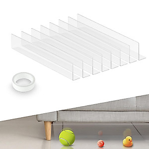 Under Couch Blocker,Toy Blockers for Furniture, Adjustable Gap Bumper Barrier with Strong Tape,Prevent Things Going Under Bed or Sofa (3.15" H x 15.75" L,Clear,8Pack)