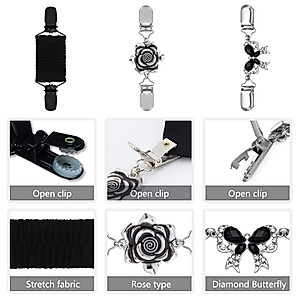 3 Pcs Sweater Clips Vintage Elastic Shawl Cardigan Collar Clips Fit Dress Clips Back Pant Waist Tightener Clothes Brooch Clips for Women,3 Styles