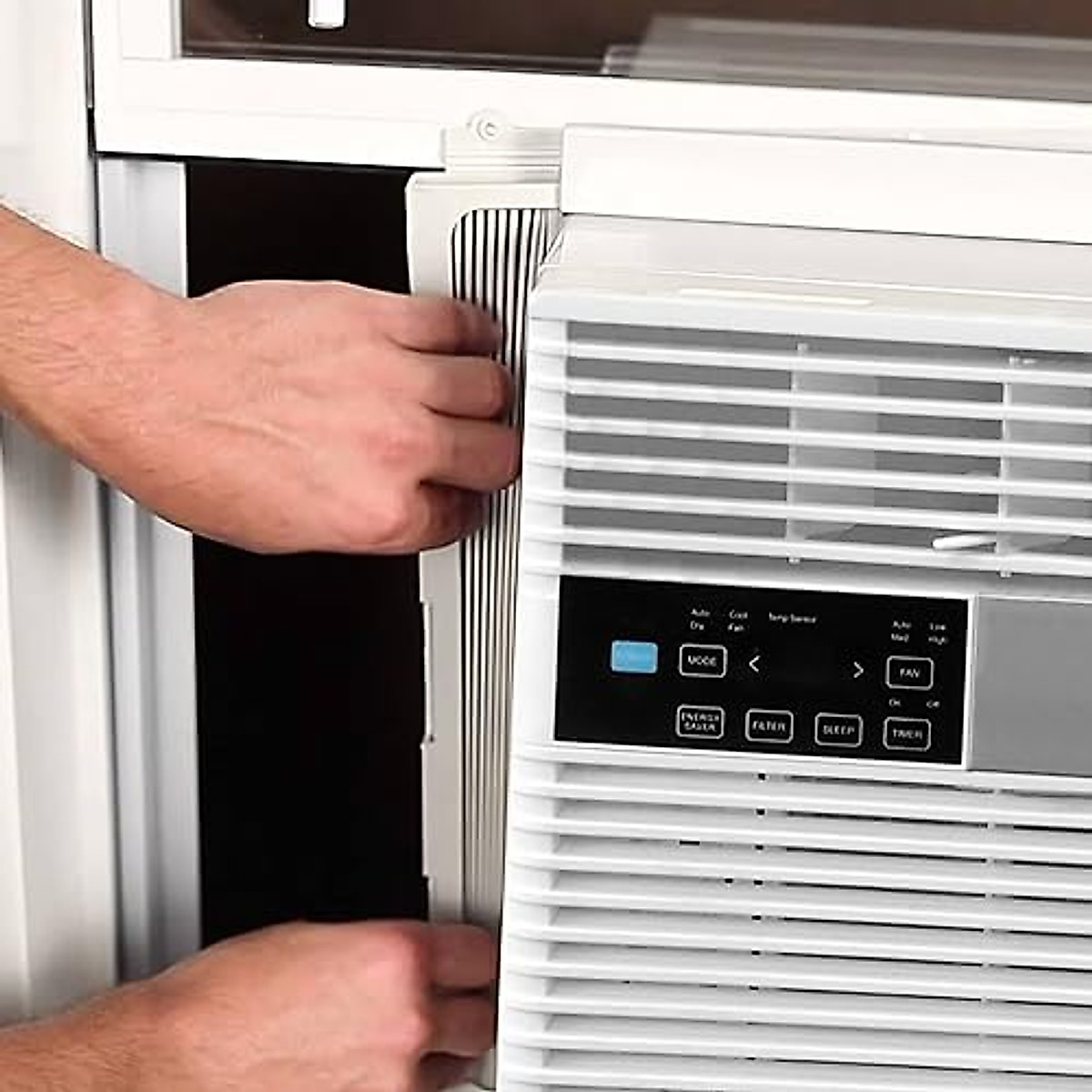 HomePointe 10,000 BTU Single Phase Window Air Conditioner Unit with 1-Touch Remote Control, LED Display Digital Panel, and Installation Kit, White