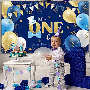 Irenare Boys 1st Birthday Decoration Mr. Onederful Birthday Party Supplies Boy 1st Birthday Backdrop Banner for Baby Toddler Little Man First Birthday Party Decor Photo Prop