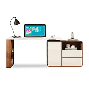 Writing Study Desk, Multifunctional Study Room Desk Home Office PC Desk Writing Table with Bookshelf And Rotatable Locker Writing Study Desk with Hidden Keyboard Tray ,Computer Workstation for Home &