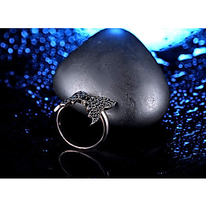 Ginger Lyne Collection Flying Bat Halloween Spooky Black CZ Party Statement Ring Size 7