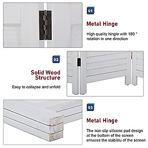 3 Panel Room Divider Privacy Screen 4.3 Ft Tall Privacy Wall Divider 67.7" x 16.9" Each Panel Folding Wood Screen for Home Office Bedroom Restaurant